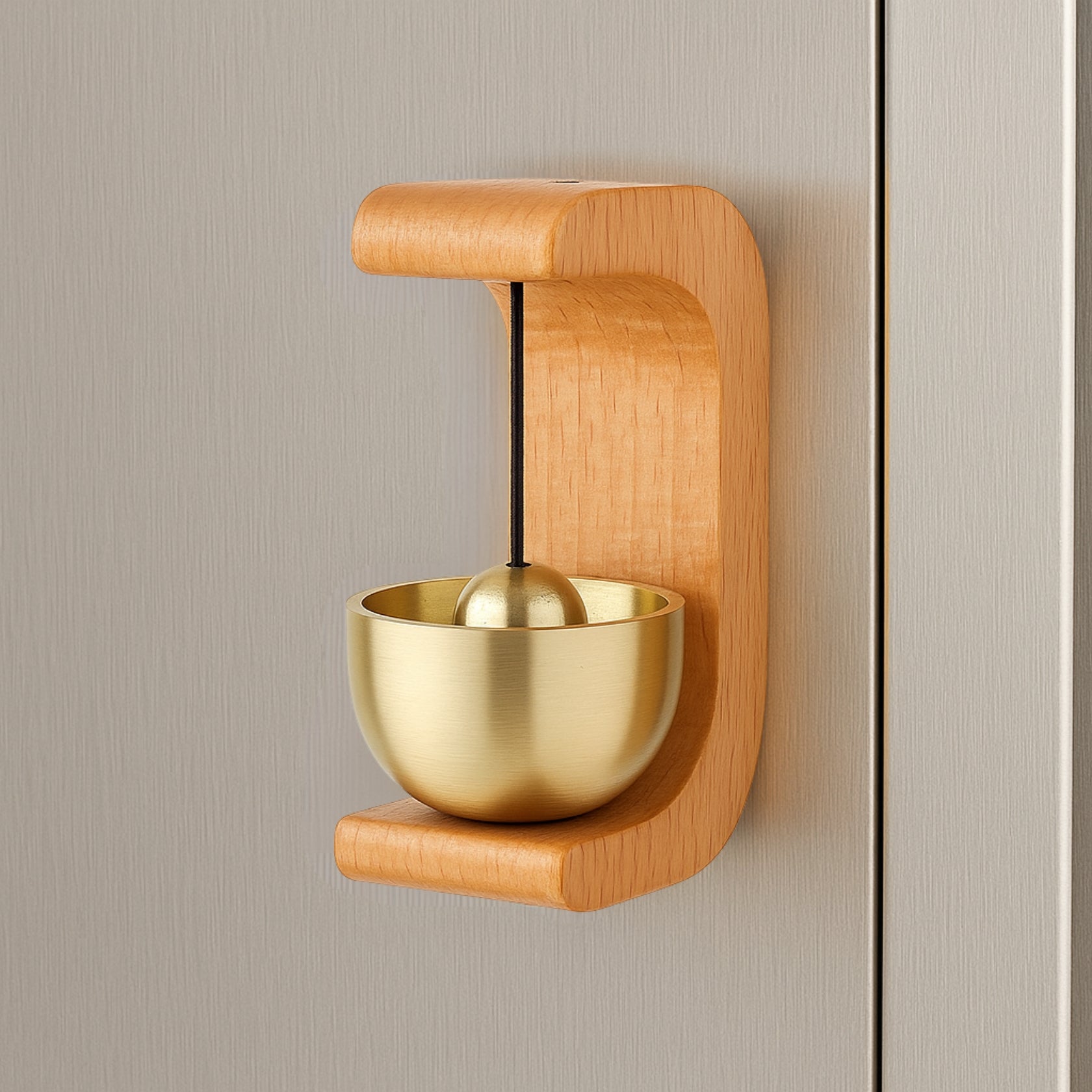 Wooden Door Chime with Brass Bell – Handcrafted Home Accent – Ecofynd