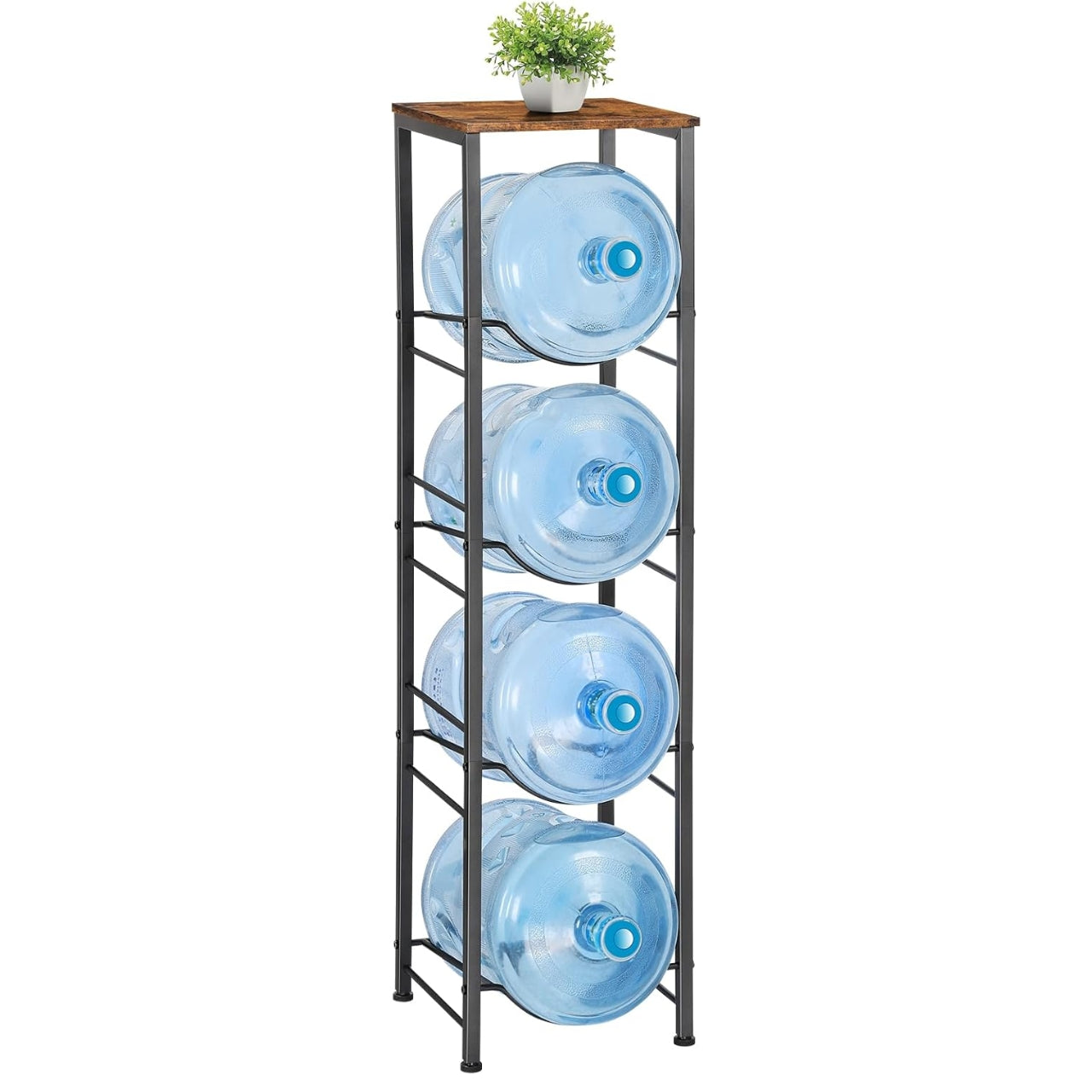 4-Tier Water Dispenser Stand – Metal & Wood Organizer for Home & Offic ...