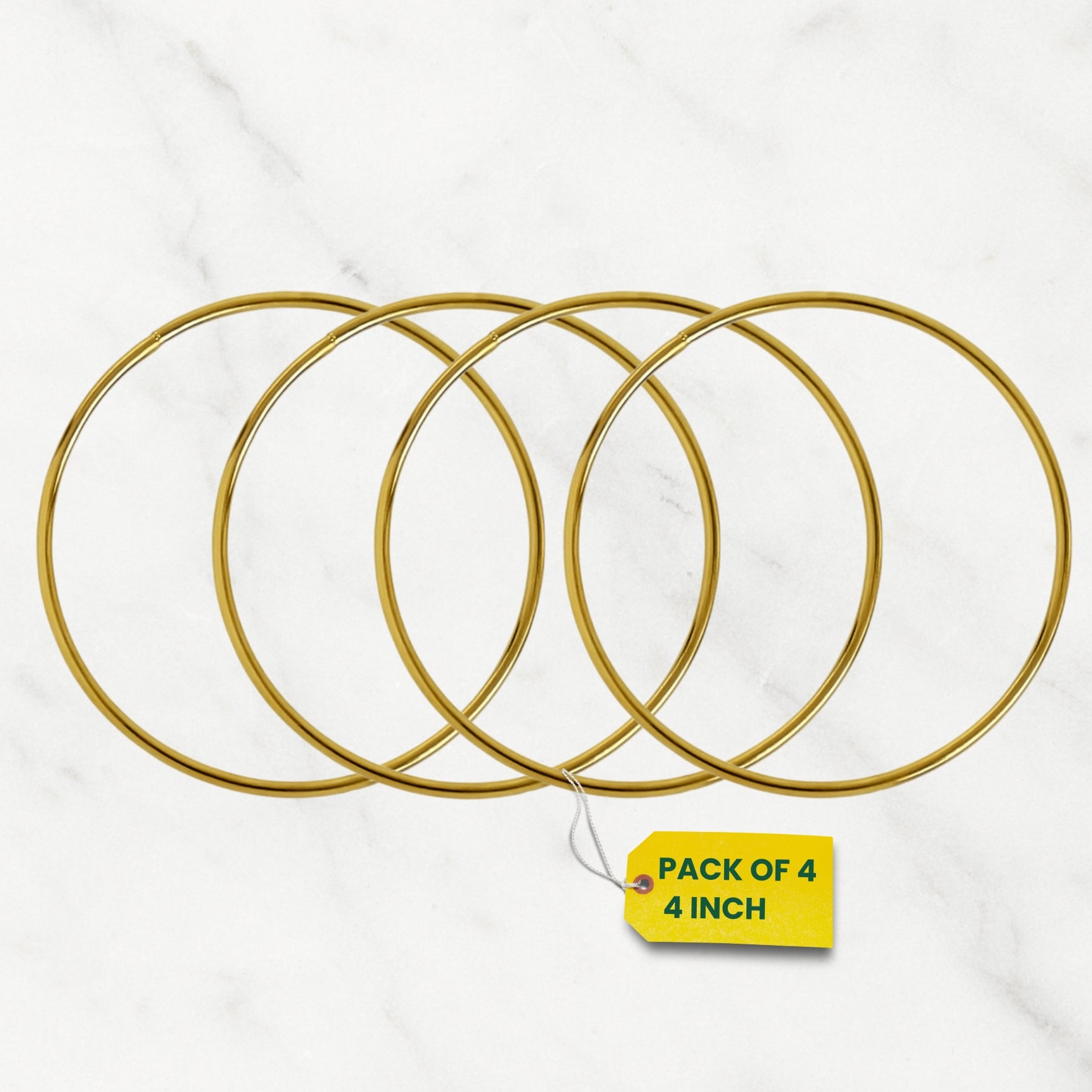 Ecofynd Circular Golden Metal Hoops – 4 Inches (Set of 4 / 10)