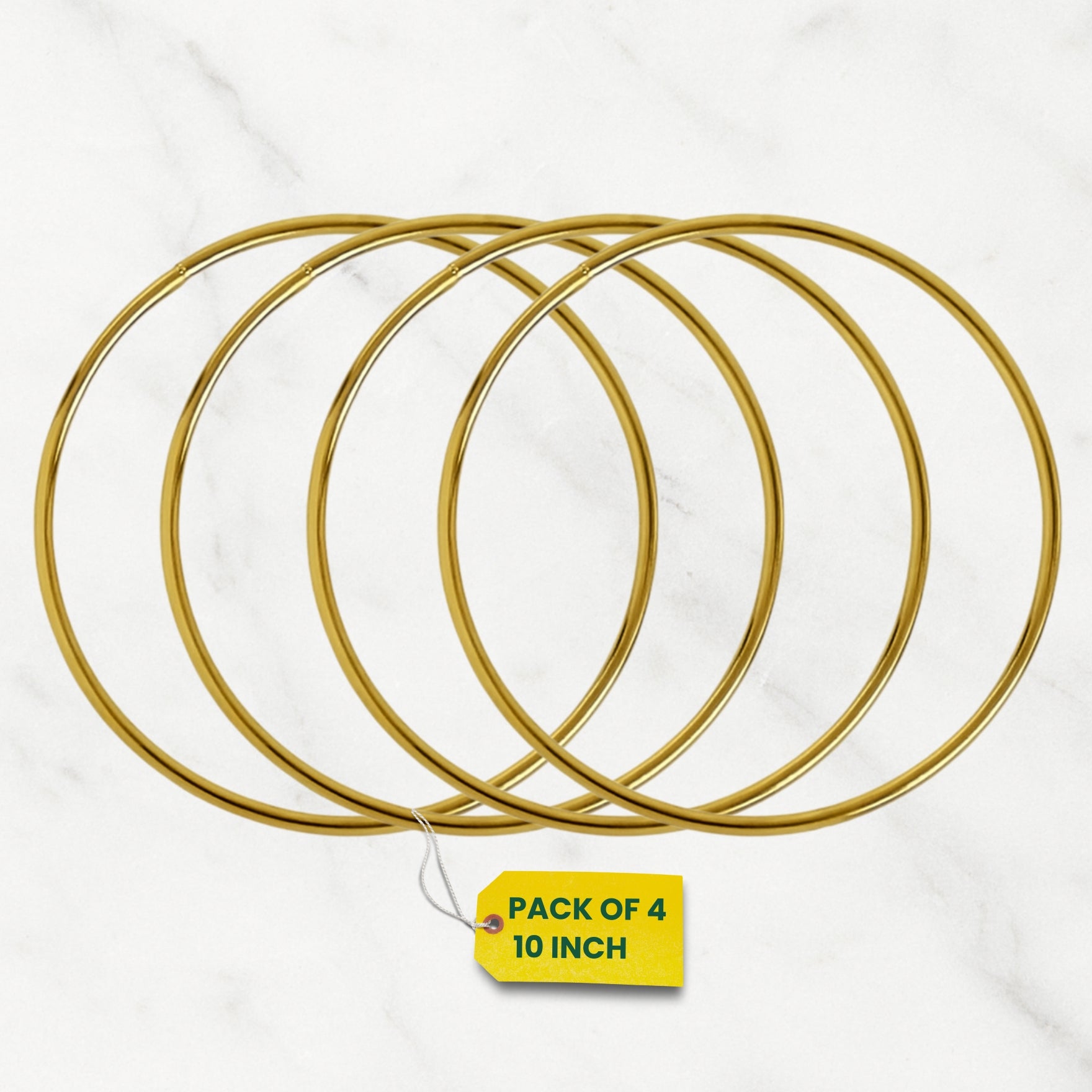 Ecofynd Circular Golden Metal Hoops – 10 Inches (Set of 4 / 10)