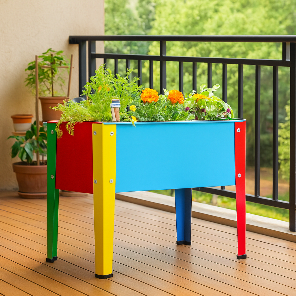 Multicolored Elevated Planter Box – Ergonomic Garden Bed for Easy Gard ...