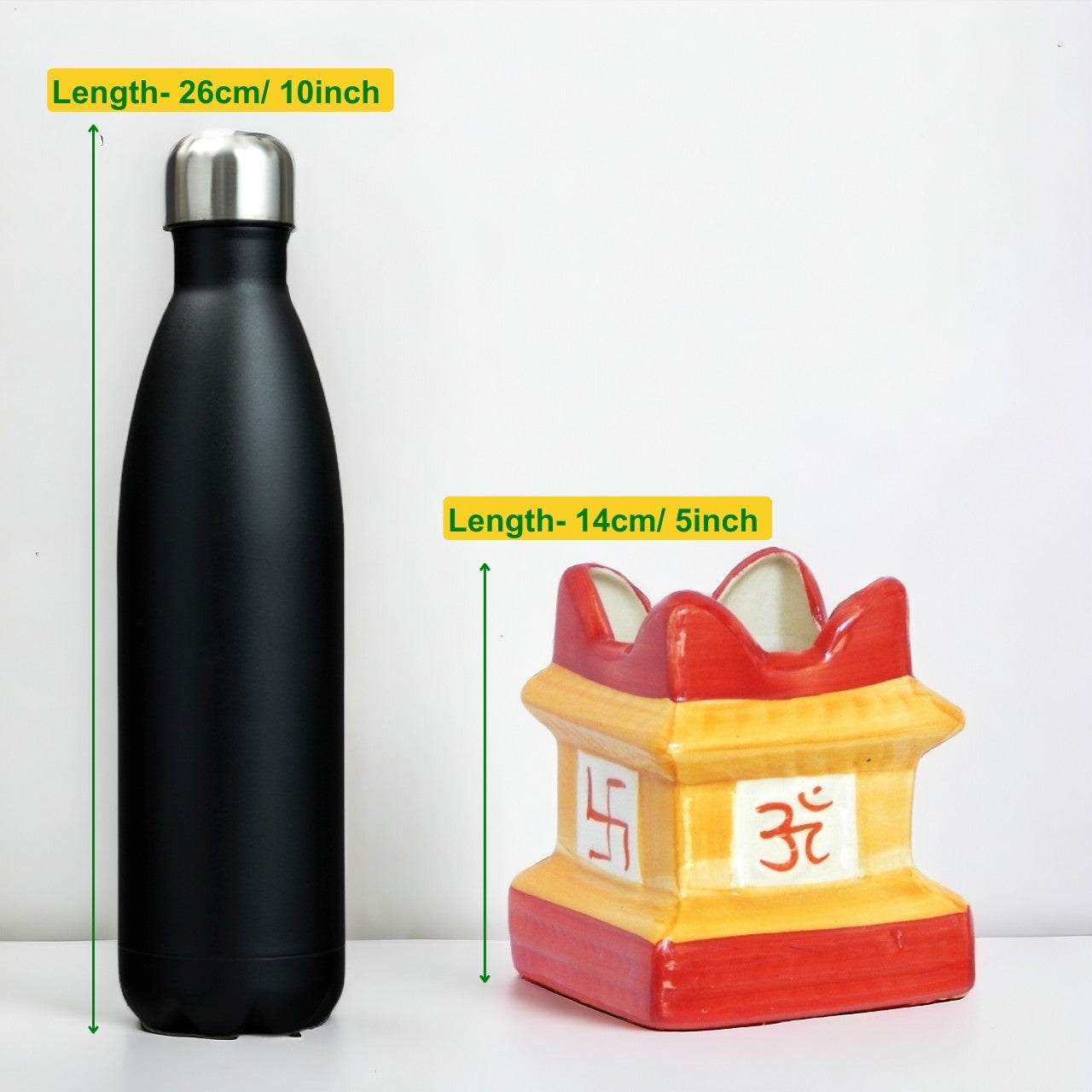 Yellow & Red Temple-Style Ceramic Tulsi Planter – Handcrafted Hindu Sa ...